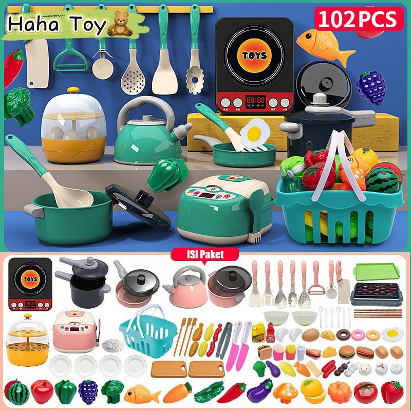 Jual HAHATOY 102pcs Mainan Dapur Simulasi Memasak Buah Potong ...