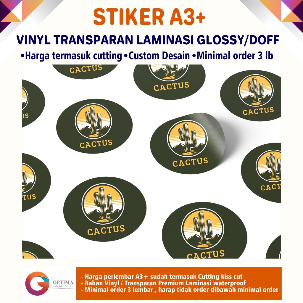 Jual Cetak Stiker Custom Vinyl / Transparan plus Laminasi Glossy / Dof ...