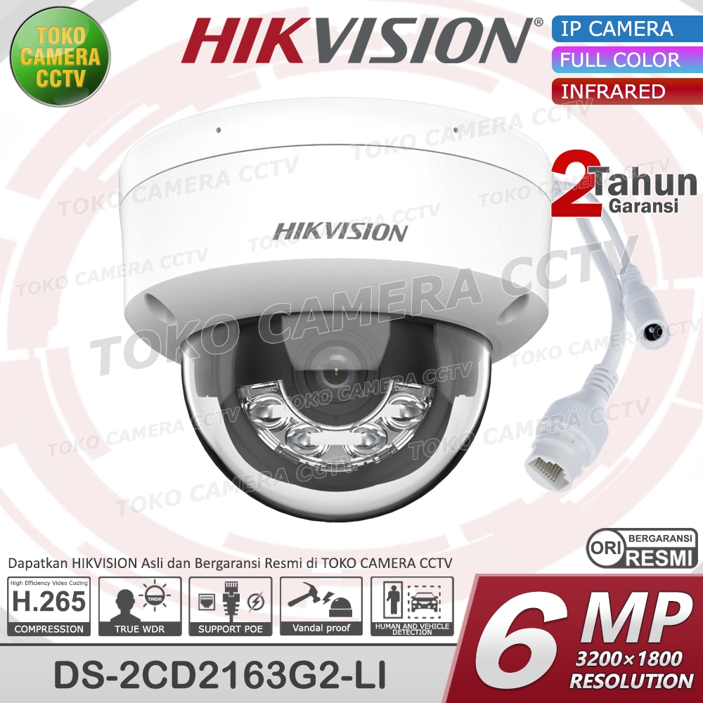 Jual HIKVISION DS-2CD2163G2-LI 6MP KAMERA CCTV IP CAMERA POE ACUSENSE DOME SMART LIGHT | Shopee ...