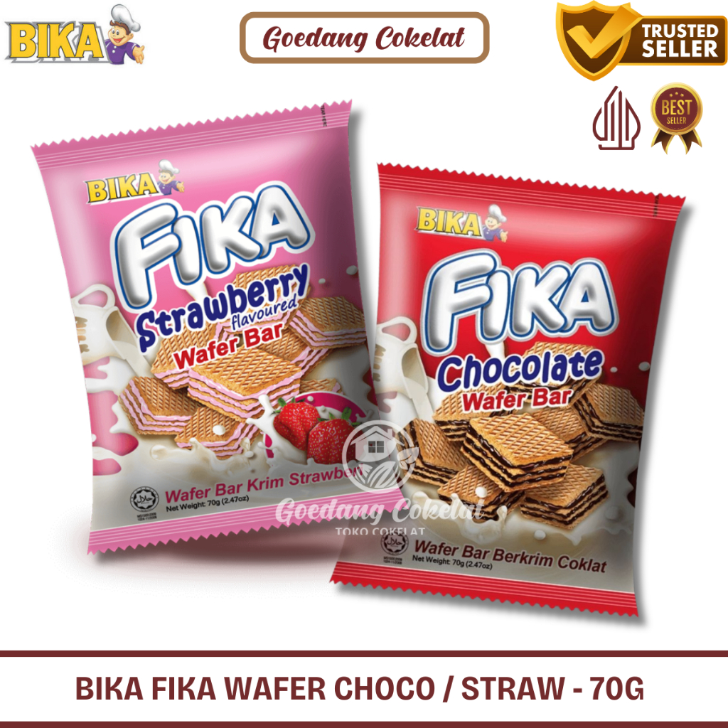 Jual Snack Bika Fika Chocolate Strawberry Wafer Rasa Cokelat Strawberry Snack Malaysia 70g ...