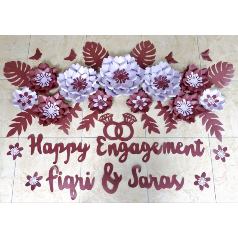 Jual ready Paper flower dekorasi bunga kertas backdrop lamaran dekorasi ...