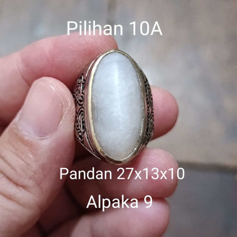 Jual CA 42 Cincin Batu Akik Pandan Putih Alpaka Super Joss | Shopee ...