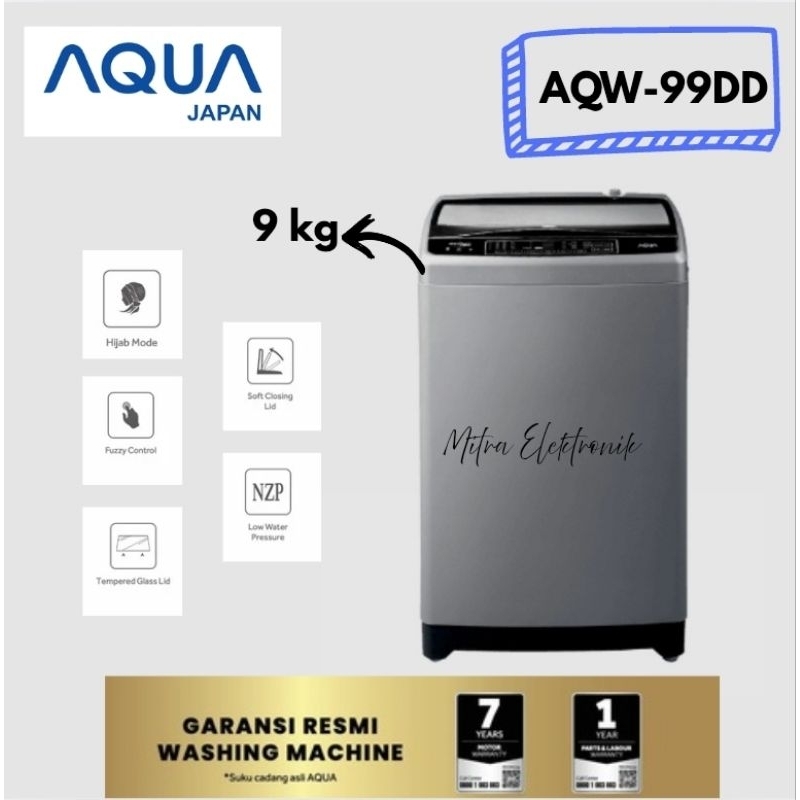 Jual AQUA Japan Mesin Cuci Satu Tabung Bukaan Atas Kapasitas 9 kg AQW ...