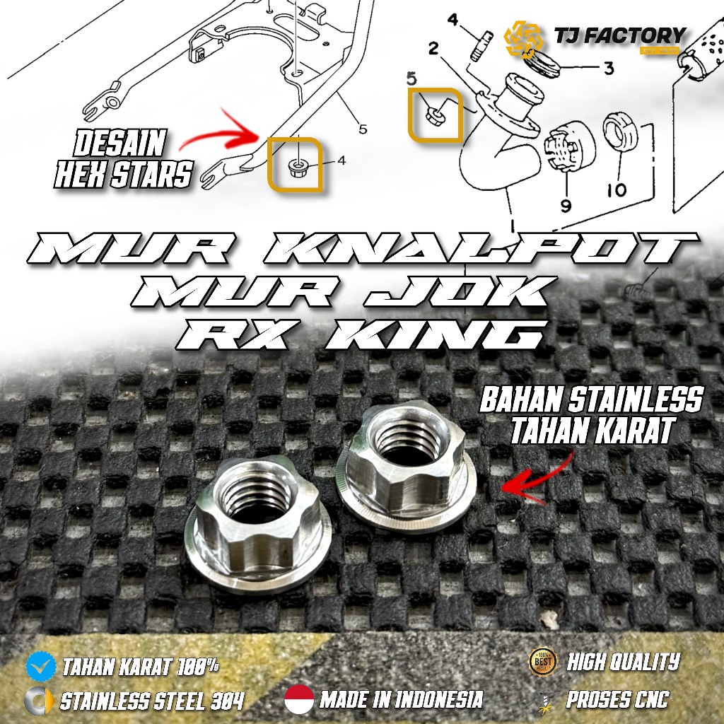 Jual 1 Set MUR Knalpot / Jok RX King RX K RX Spesial Mur Drat 12 M8 P1 ...