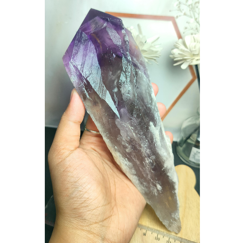 Jual Batu Natural Amethyst Quartz Wand Long Point (1) | Shopee Indonesia