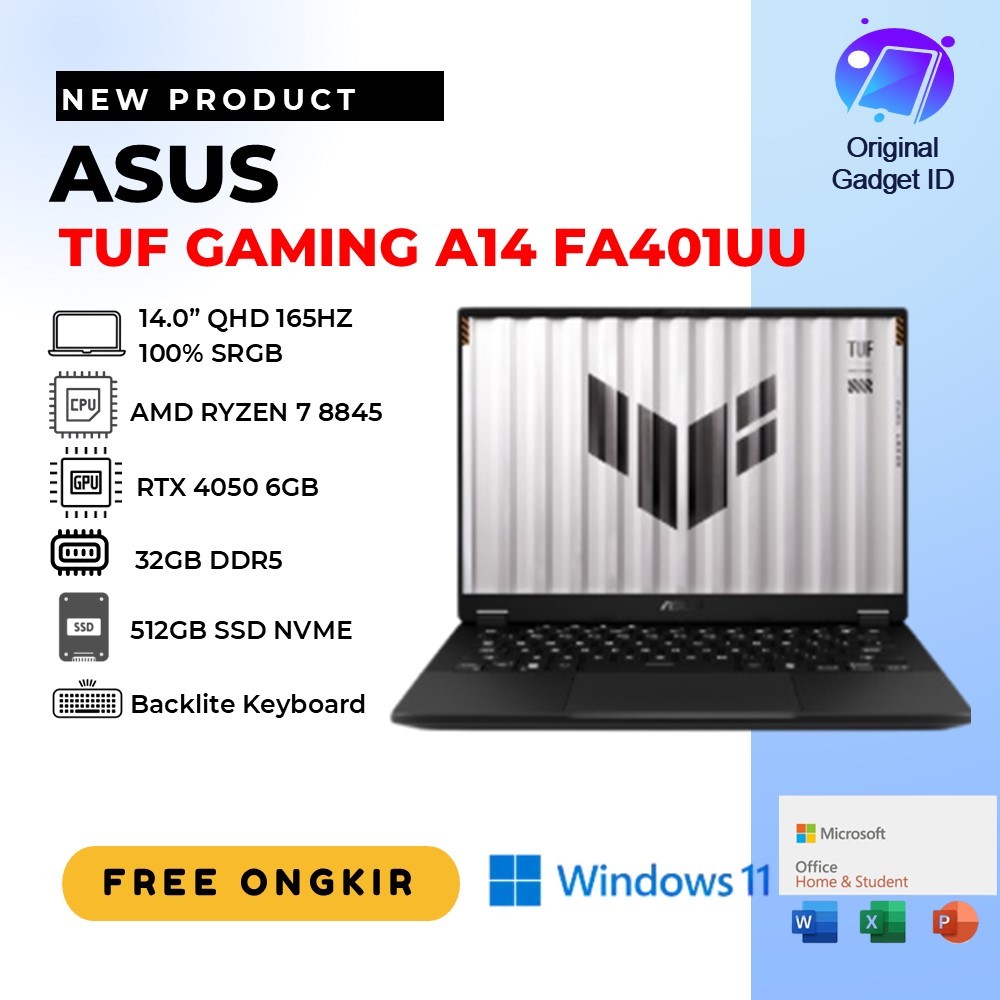 Jual ASUS TUF A14 FA401UU RYZEN 7 8845HS RTX4050 32GB 512GB SSD WIN11 ...