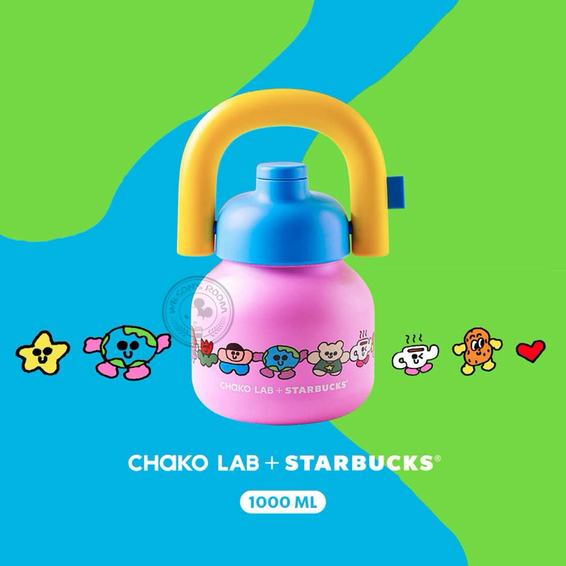 Jual CHAKO LAB Starbucks Tumbler 1L PINK EARTH BEAR Stainless Steel ...
