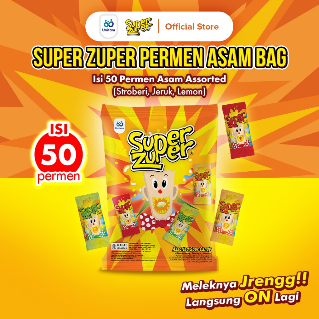 Jual Super Zuper Permen Asem Rasa Buah Bag - Sour Candy Mix 1 Bag (Isi ...