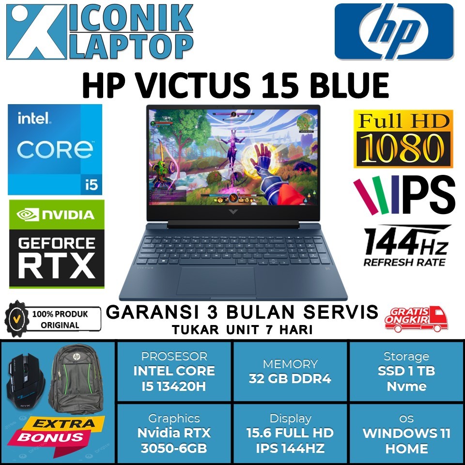 Jual PROMO HP Victus 15 intel i5 13420H 32GB 1TB RTX3050 6GB 15 inch ...