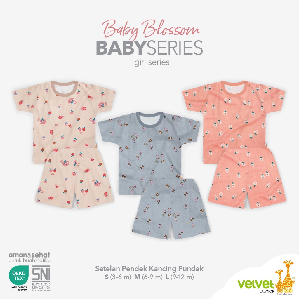 Jual Velvet Junior Baby Series Setelan Baju Anak Kancing Pundak Pendek ...