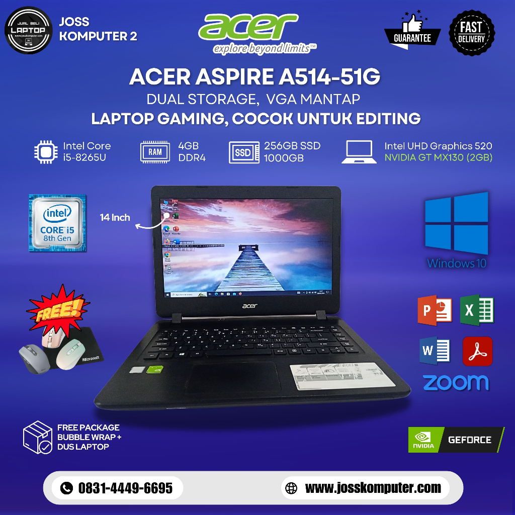 Jual PROMO Laptop Gaming Second Gen 8 Acer Aspire 5 A514-51G i5-8265U ...