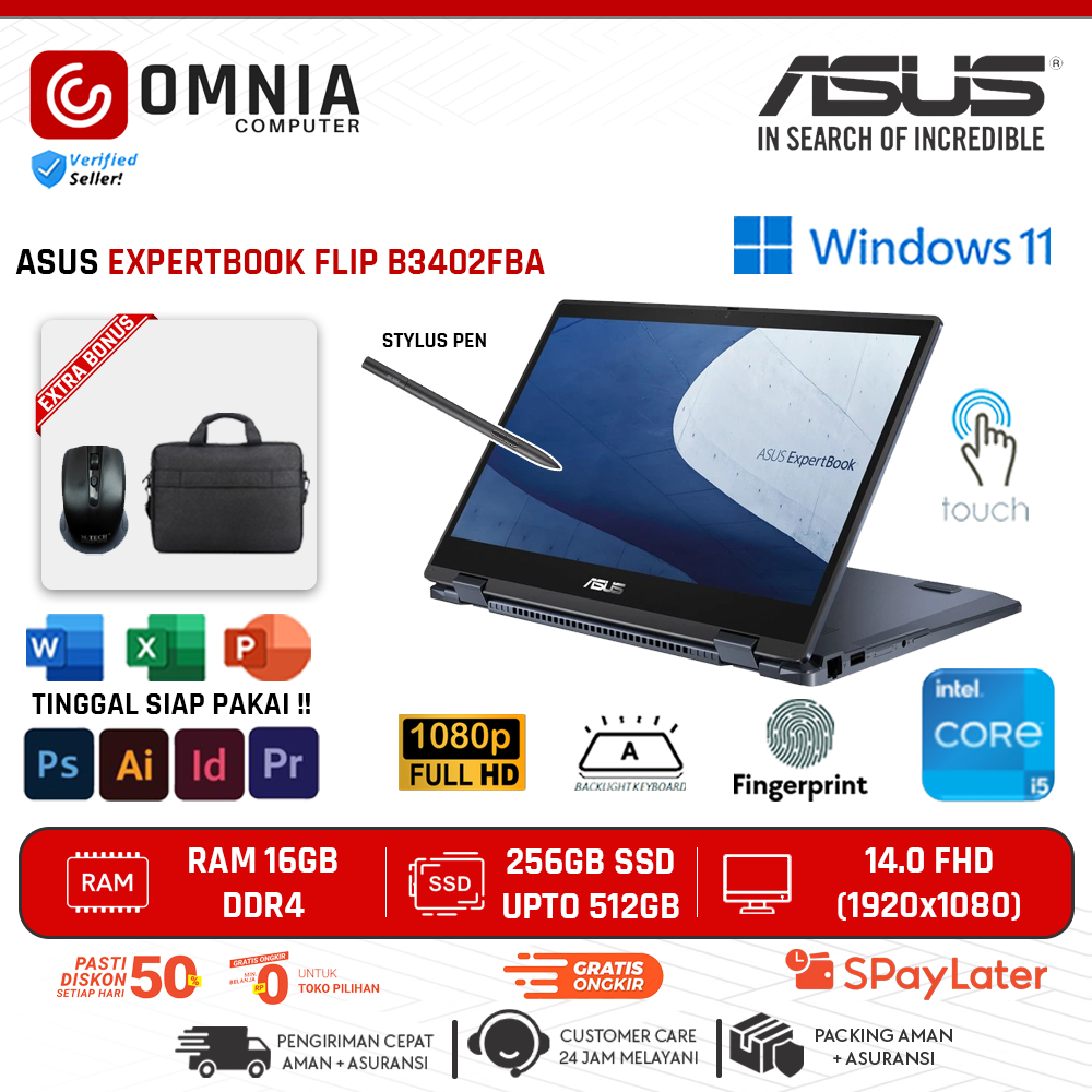 Jual LAPTOP 2in1 Asus Expertbook Flip B3402FBA Intel Core i5 1235u 40gb ...