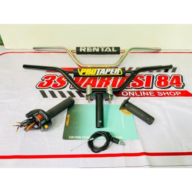 Jual Paket stang trail+dudukan/adaftor stang+gas spontan 2tombol ...