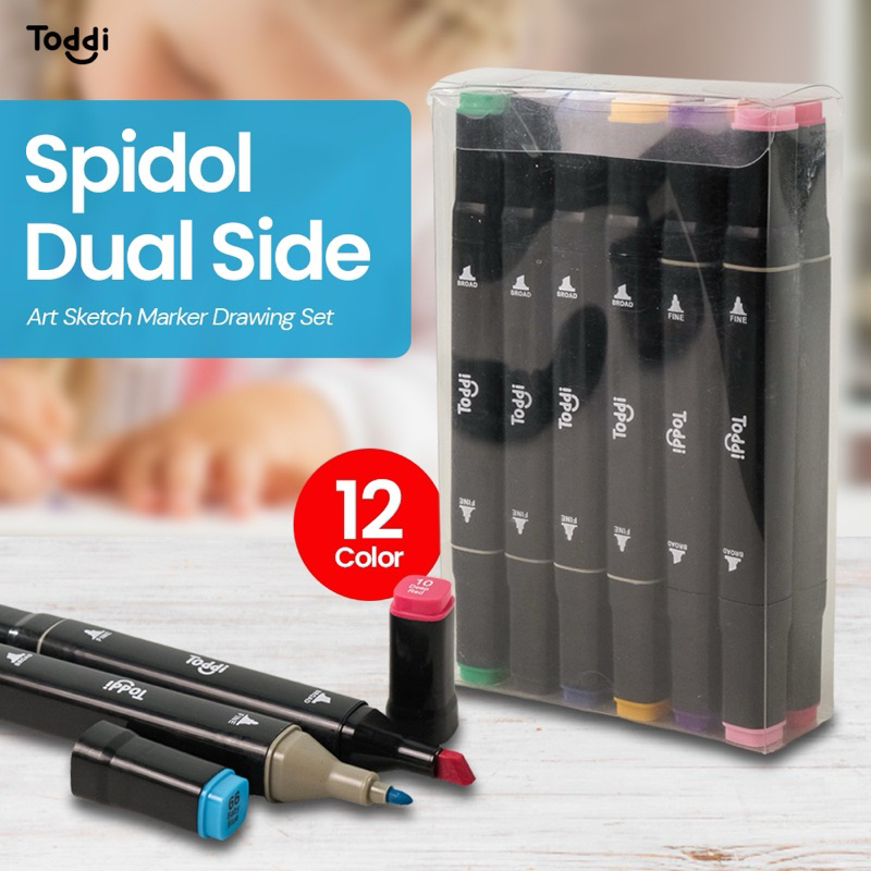 Jual SPIDOL DUAL SLIDE SET 12 WARNA / SPIDOL MENGGAMBAR ISI 12 (T12 ...