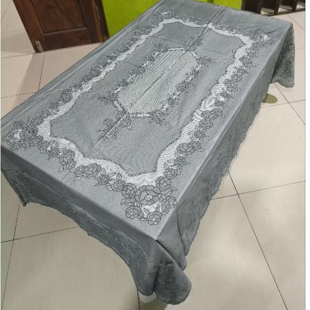 Jual taplak meja makan modern vinyl lace anti air ukuran 4-6 kursi ...