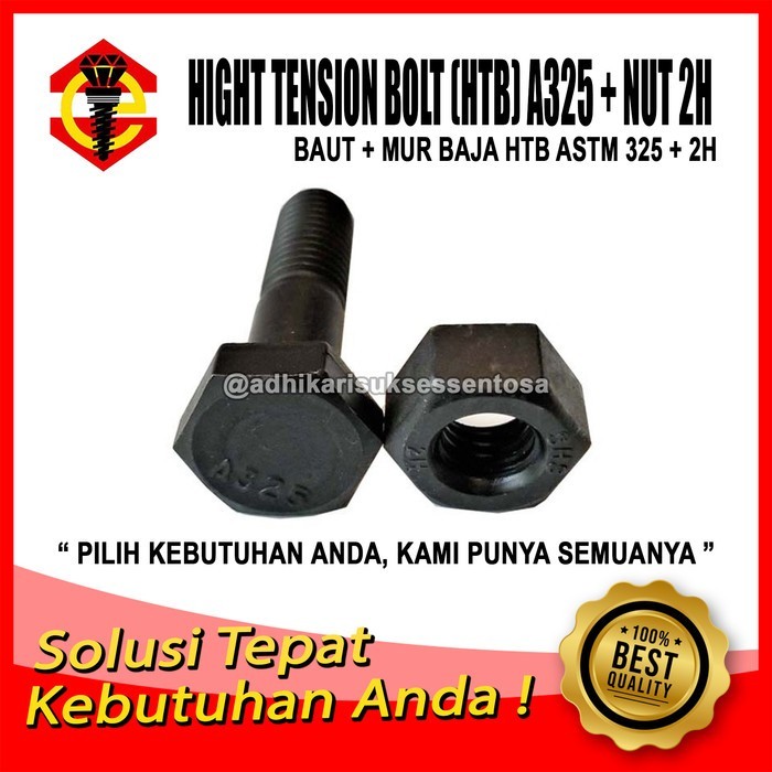 Jual MUR BAUT HTB A325 ASTM 3/4x2" / HEX BOLT A325 M20 + NUT 2H KUNCI ...
