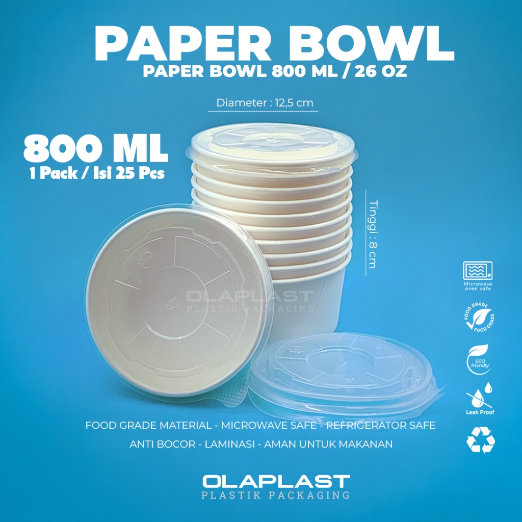 Jual Paper Bowl 800 Ml / Rice Bowl / Wadah Mangkok / Tempat Makan ...