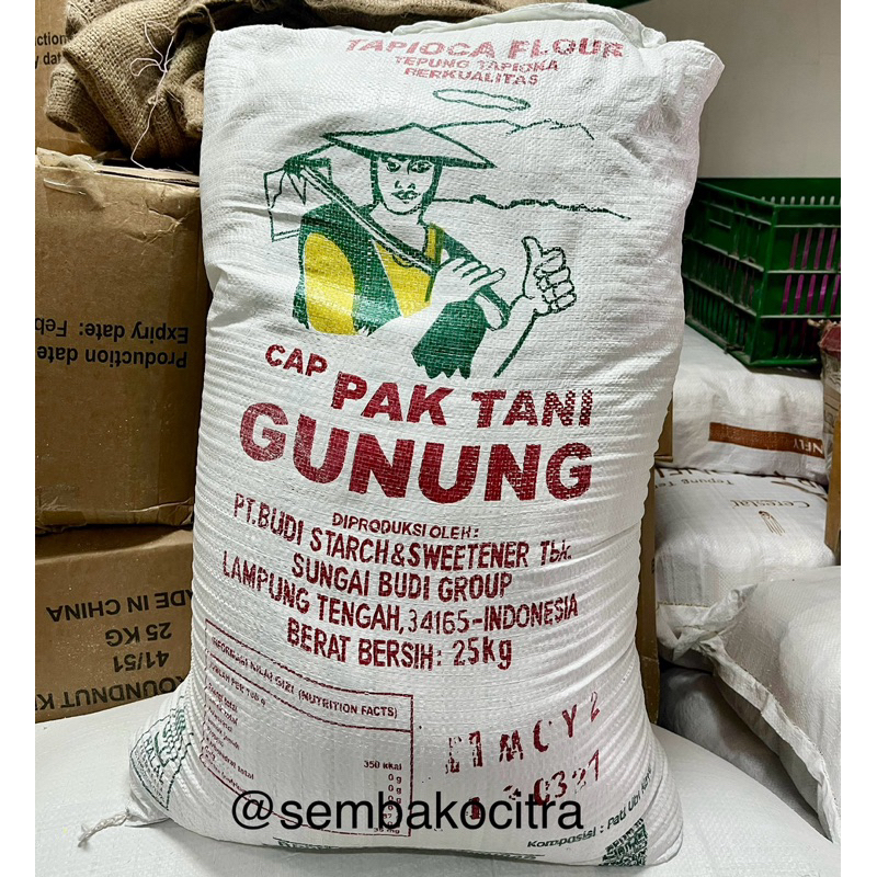Jual Tepung Tapioka cap PAK TANI GUNUNG 25KG / 1 karung isi 25 KG ...