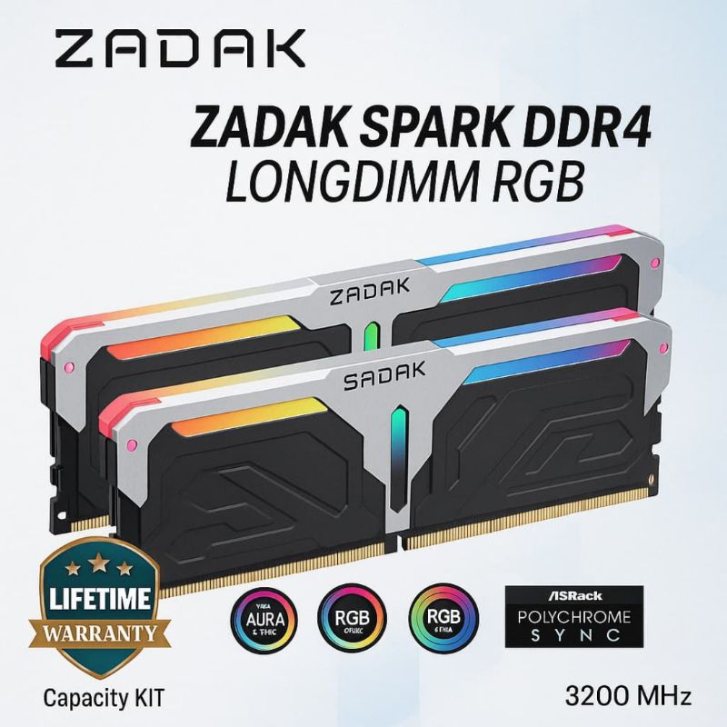 Jual MEMORY PC RAM PC ZADAK SPARK 32GB DDR4 3200MHZ RGB ( 16GB X 2 ) BY APACER PREMIUM | Shopee ...