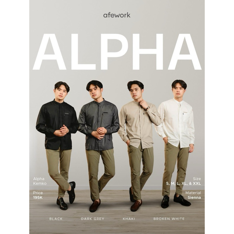 Jual AFEWORK ALPHA KEMEJA KOKO Lengan Panjang (Broken White, Black ...