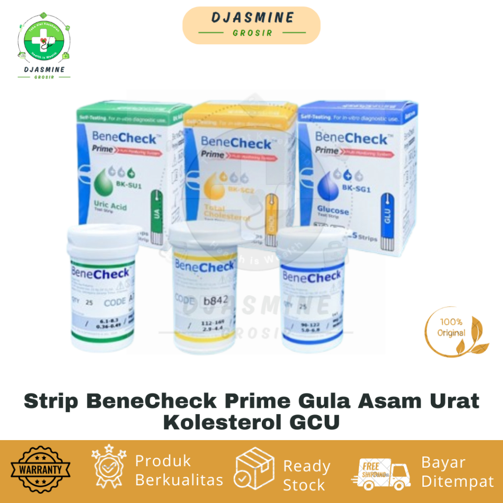 Jual Strip Benecheck Prime Gula / Asam Urat / Kolesterol / Test ...
