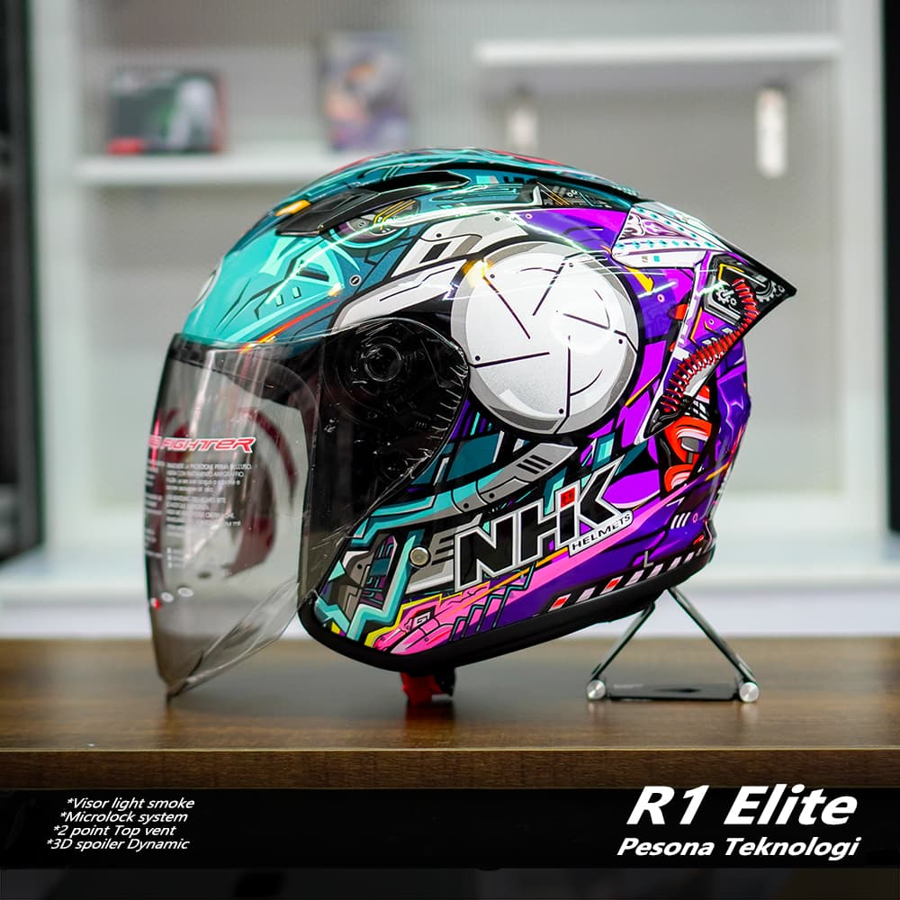 Jual Nhk R1 Elite Rider Replika Pesona & Teknologi Black Helm Motor ...