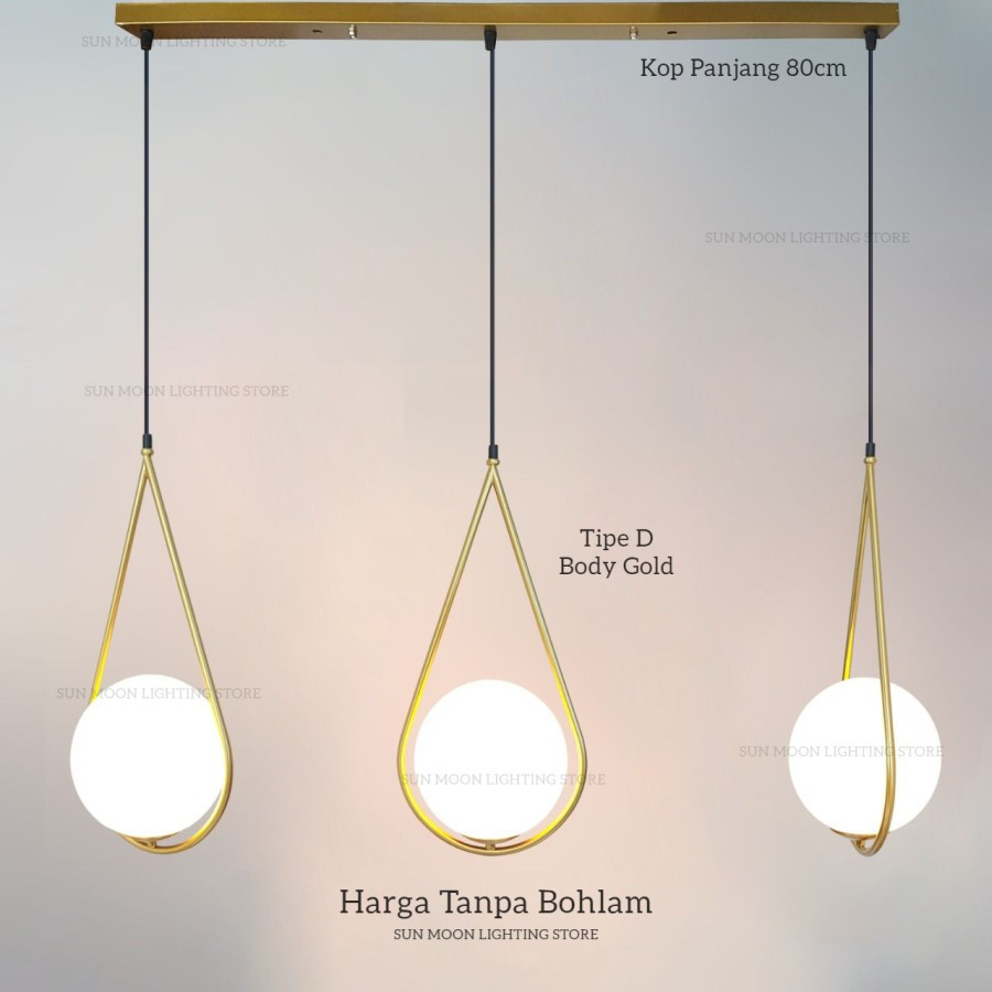 Jual Lampu gantung 3in1 kaca modern meja island kop panjang 1set 3 lampu | Shopee Indonesia