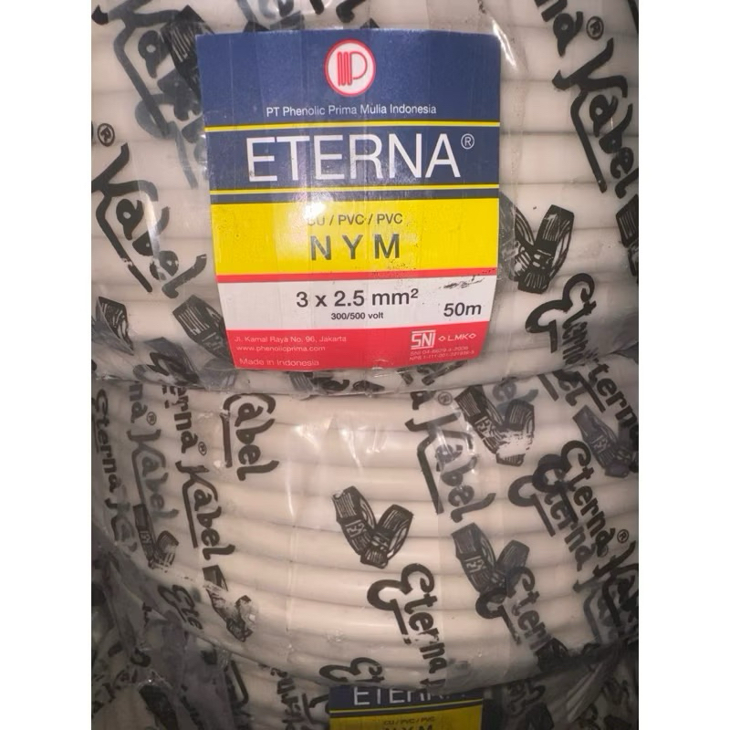 Jual kabel eterna NYM 3x2,5 panjang 50m | Shopee Indonesia