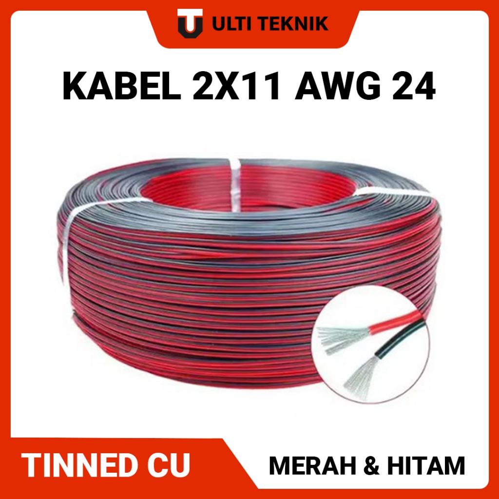 Jual Kabel AWG 24 Double 2x11 Warna Merah Hitam | Serabut Putih - Harga per meter | Shopee Indonesia