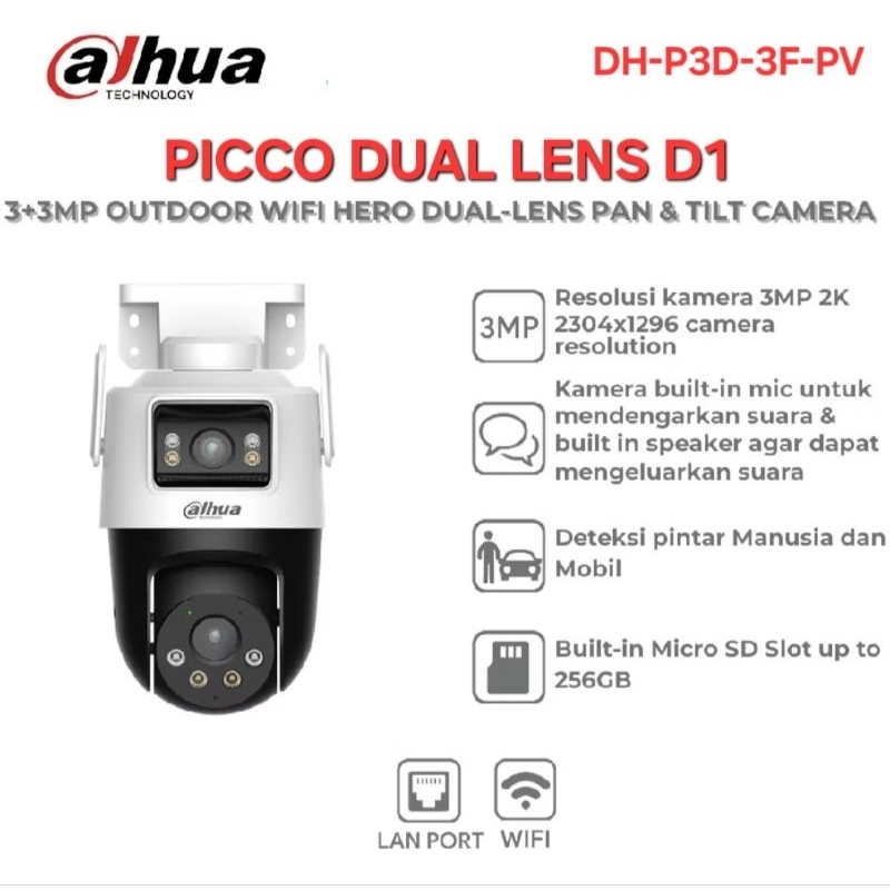 Jual DAHUA PICOO Dual Lens CCTV Outdoor 3MP + 3MP WiFi IP Camera Pan ...
