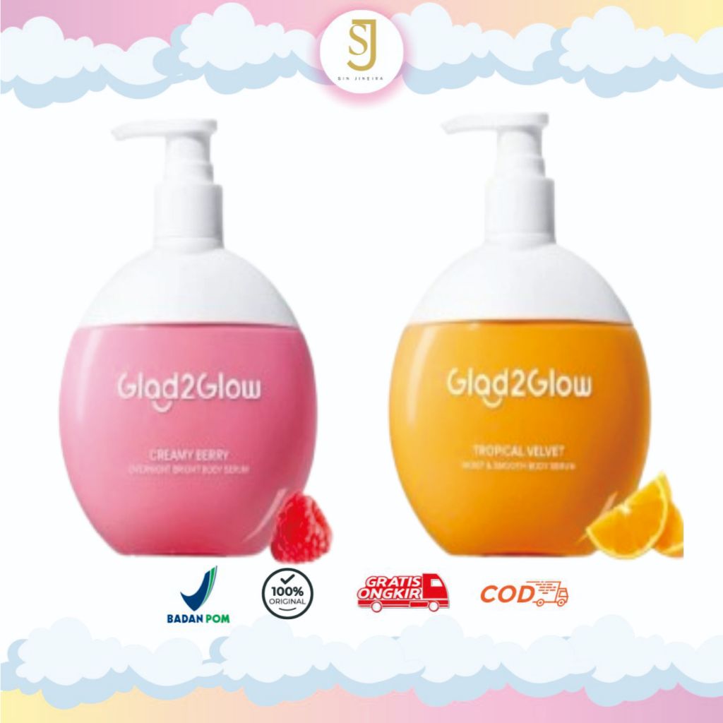 Jual GLAD2GLOW Creamy Berry Overnight Bright Hand Body Serum 300ml ...
