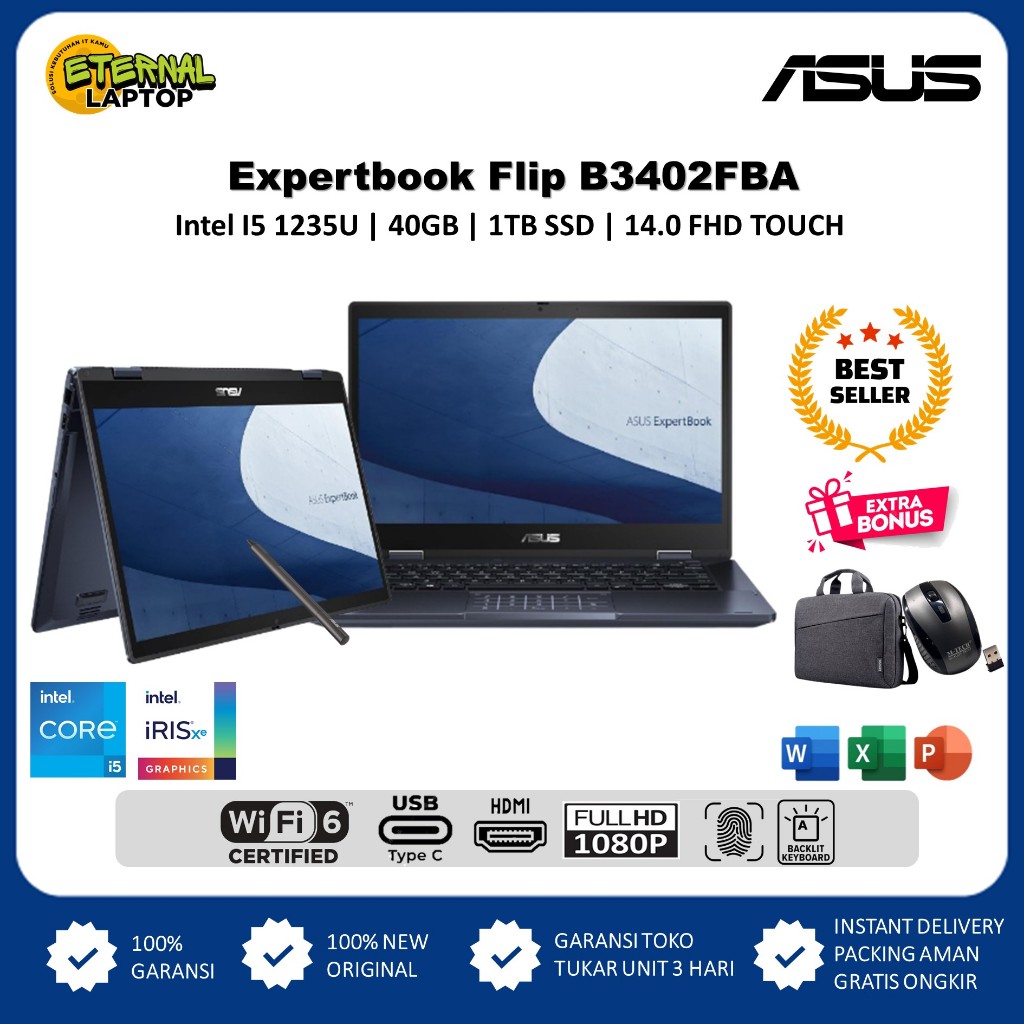 Jual Laptop 2in1 Flip Touchscreen Asus EXpertbook B3402FBA Intel i5 ...