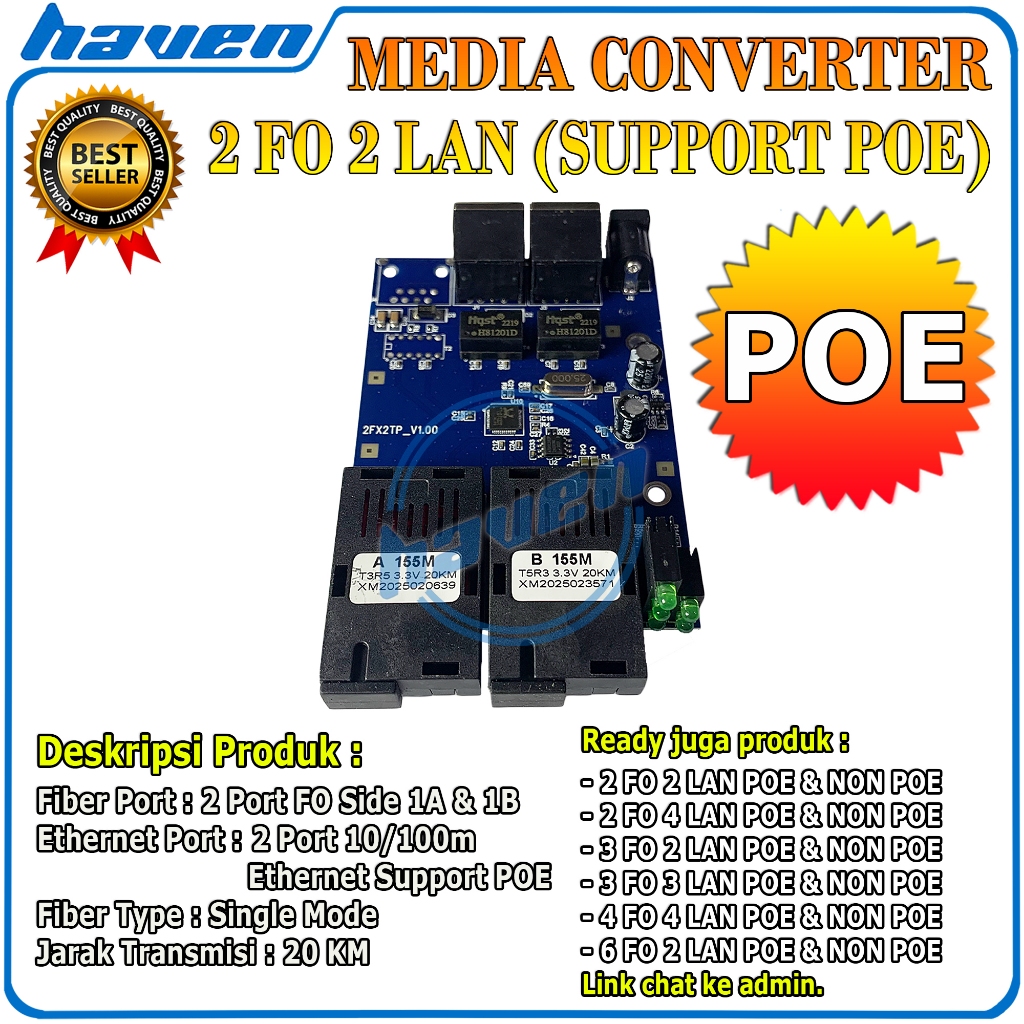 Jual Media Converter 2 FO 2 LAN 2 SC 2 RJ45 2F2E 10/100 Mbps POE PCB Board / Switch Fiber Optic ...