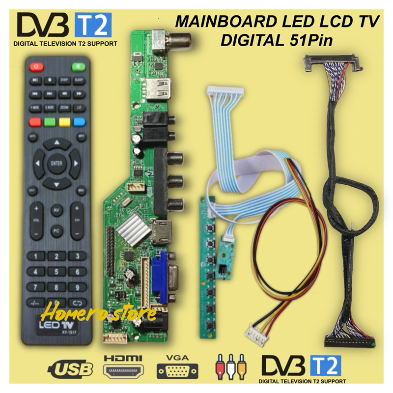 Jual Mainboard DTV Universal LCD LED TV Digital DVBT2 PANEL 51Pin Size ...