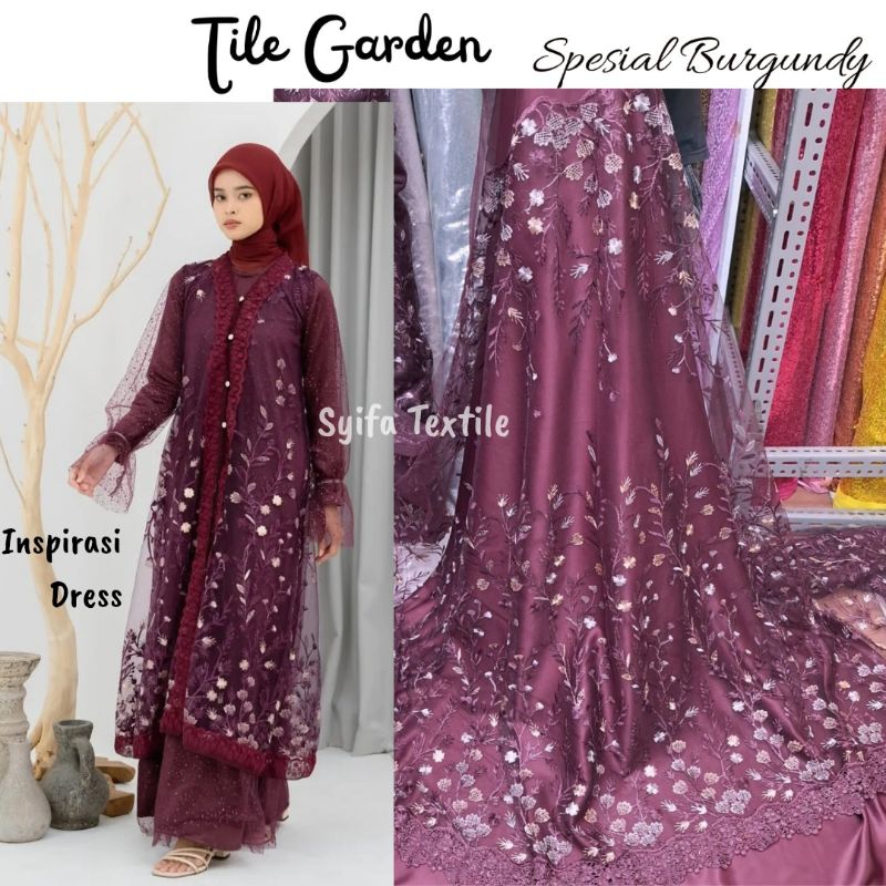 Jual NEW PRODUK. Kain Tile Garden (Burgundy Series) Kain Brokat Premium Mewah / Kain Tile Motif ...
