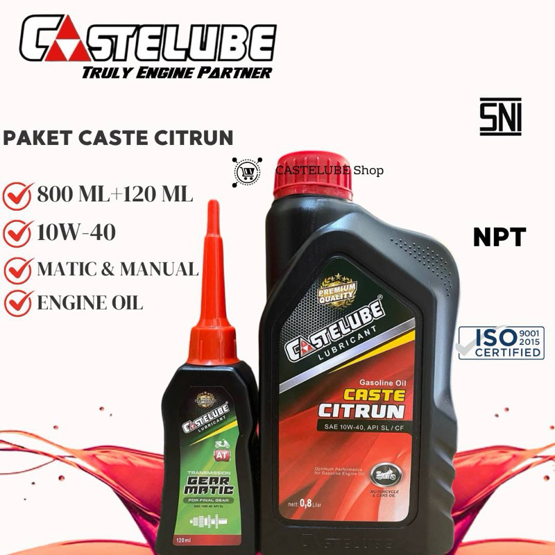 Jual Castelube Citrun Paket 10W-40 (800ml & Gear matic 120ml) | Shopee ...
