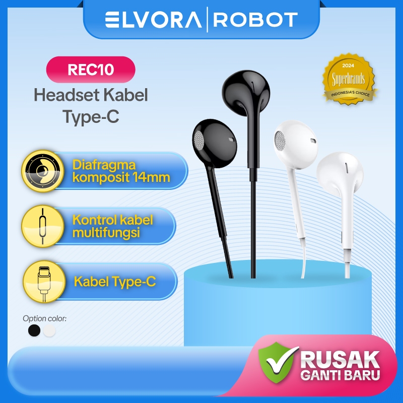 Jual Robot Headset Earphone Kabel USB Type C Earphone Suara Jernih ...