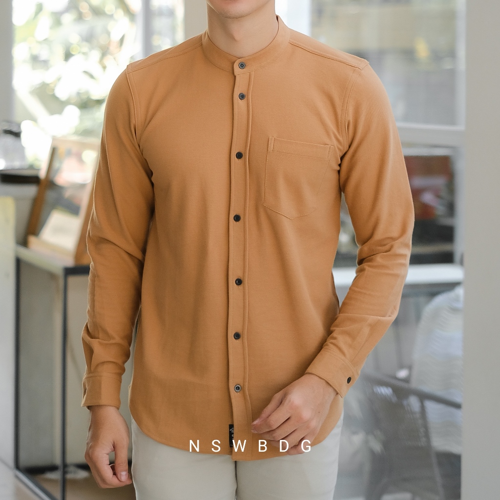 Jual Kemeja Koko Pria Lengan Panjang - Pique 24s Premium - Almond ...
