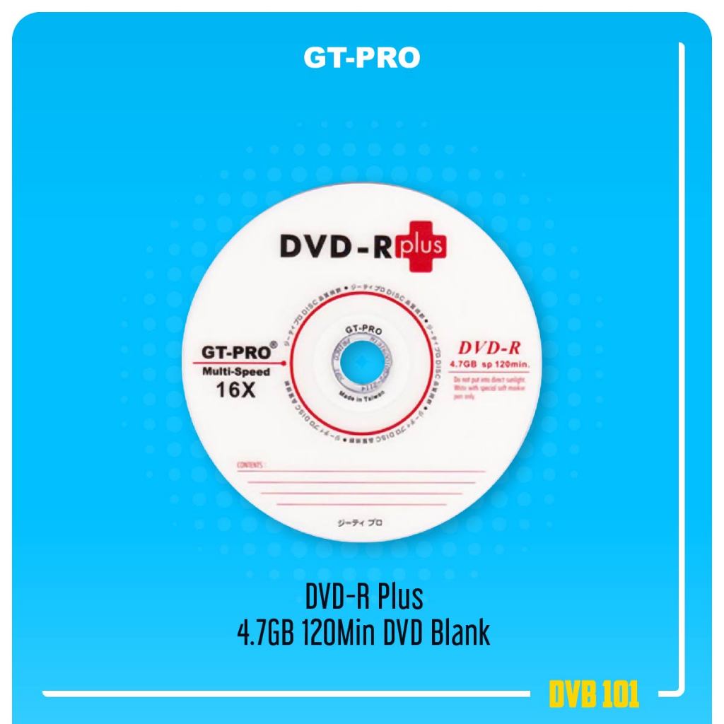 Jual GT-PRO DVD-R Plus 4.7GB 120Min Multi Speed 1-16X DVD Blank - 1 Pcs | Shopee Indonesia