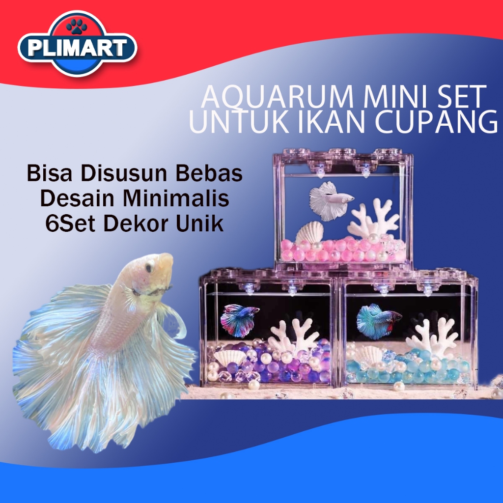 Jual Akuarium Mini Tangki Ikan Kecil Betta LED Aquarium Mini Lego Ikan ...