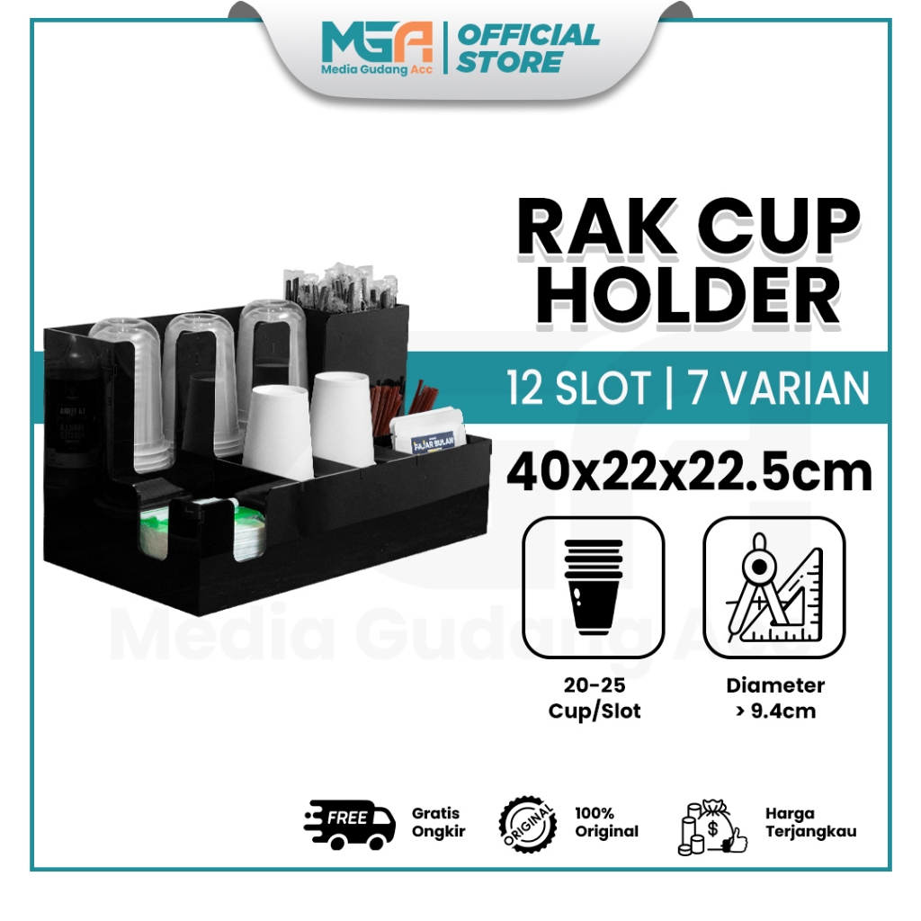 Jual RAK PAPER CUP 12 SLOT 2MM 3MM COFFEE HOLDER ORGANIZER AKRILIK CAFÉ ...
