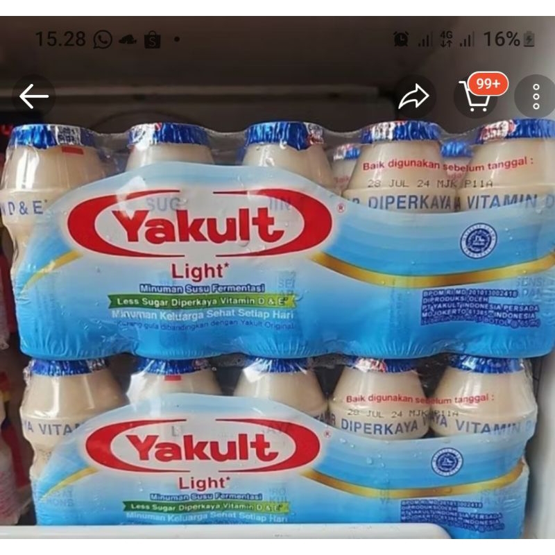 Jual yakult light less sugar minuman prebiotik rendah gula 1ball isi 50 ...
