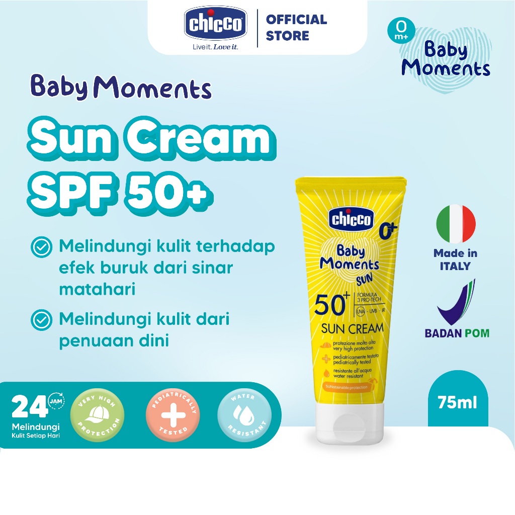 Jual CHICCO Baby Moments SPF 50+ Sun Cream 75mL / Krim Tabir Surya Bayi / Baby Sunscreen / Baby ...