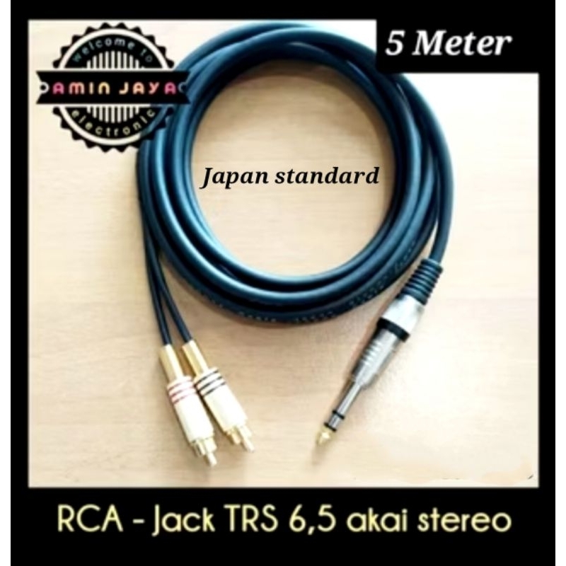 Jual Kabel jack akai stereo to rca jack 2 ke 1 TRS 6,5 to rca | Shopee Indonesia