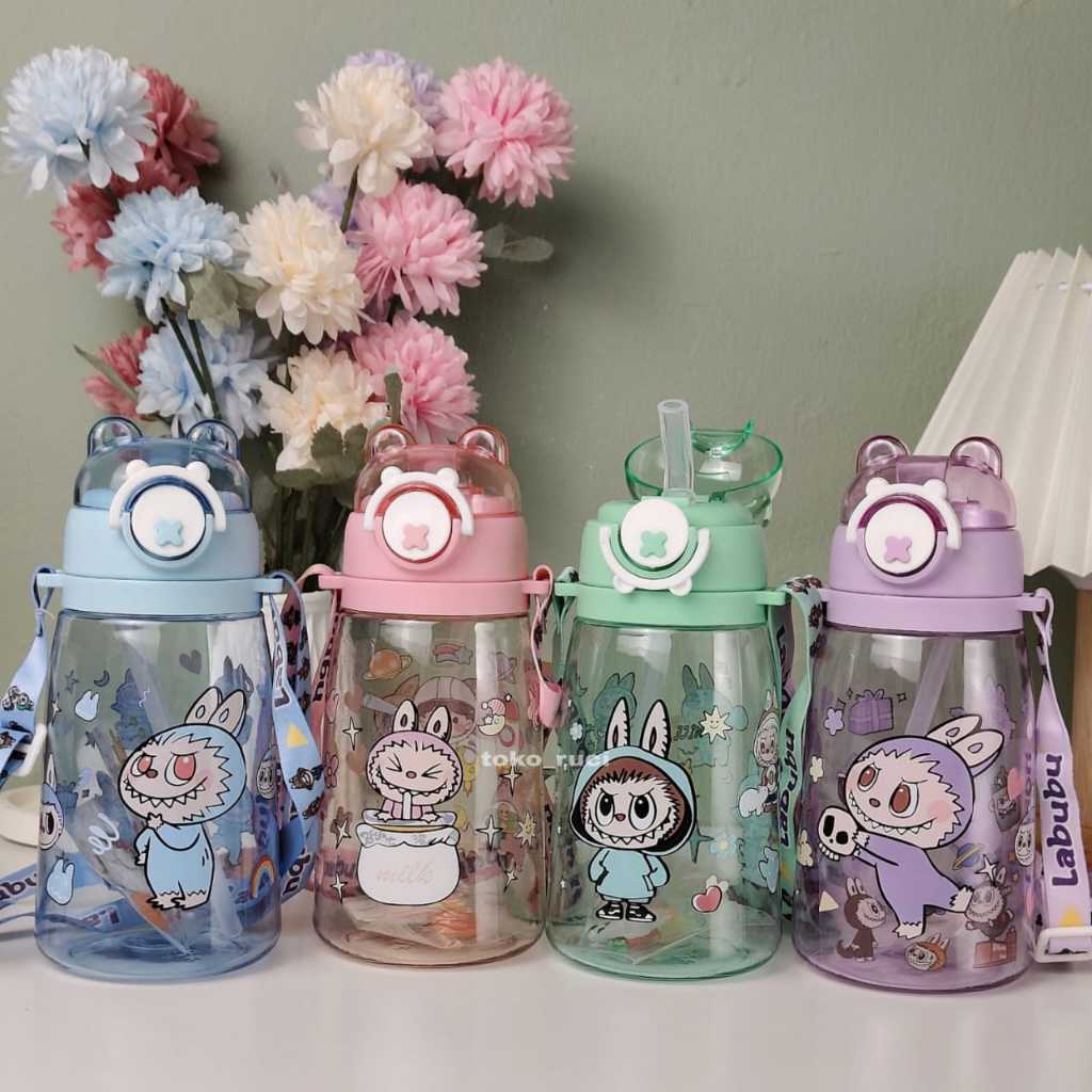 Jual Botol Minum Anak 741 Motif Labubu Free Sedotan + Tali 741 Labubu Ukuran 600ml / Botol Minum ...