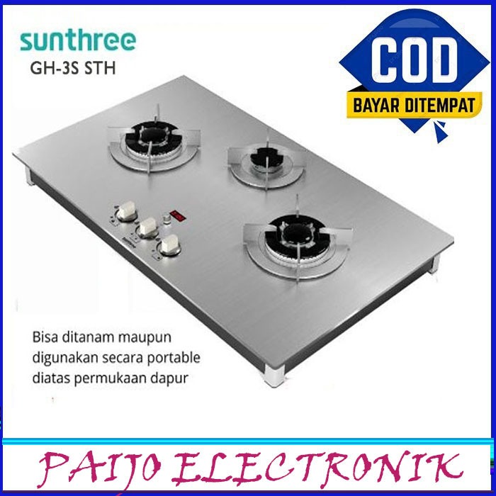 Jual Sunthree Built in Hob Kompor Gas Tanam 3 Tungku Stainless GH-3S ...