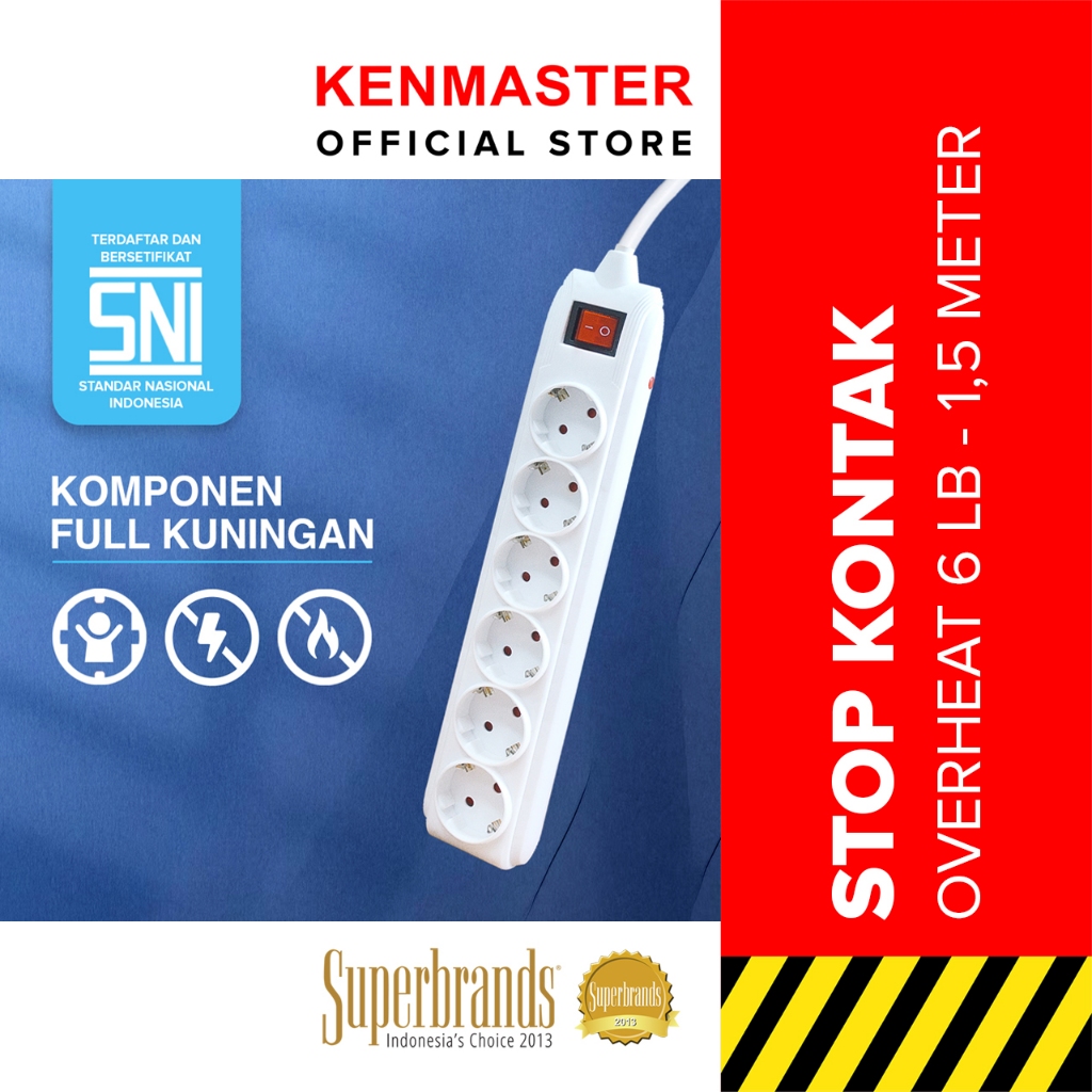 Jual Kenmaster Stop Kontak F6 Overheat SNI 1,5 Meter / Stopkontak ...