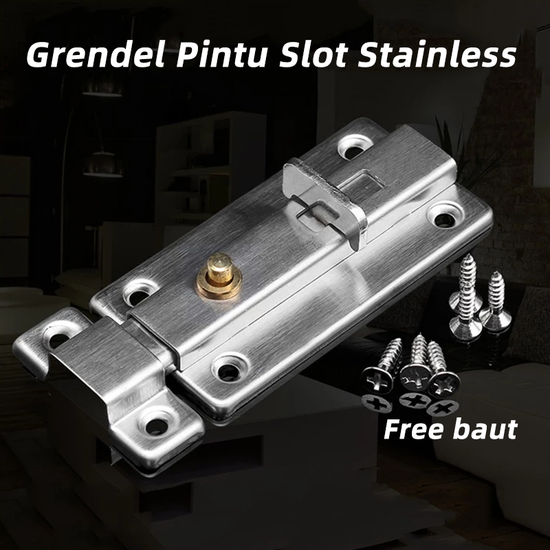 Jual Grendel Pintu Slot Stainless Tombol Otomatis | Grendel Kunci Pintu ...