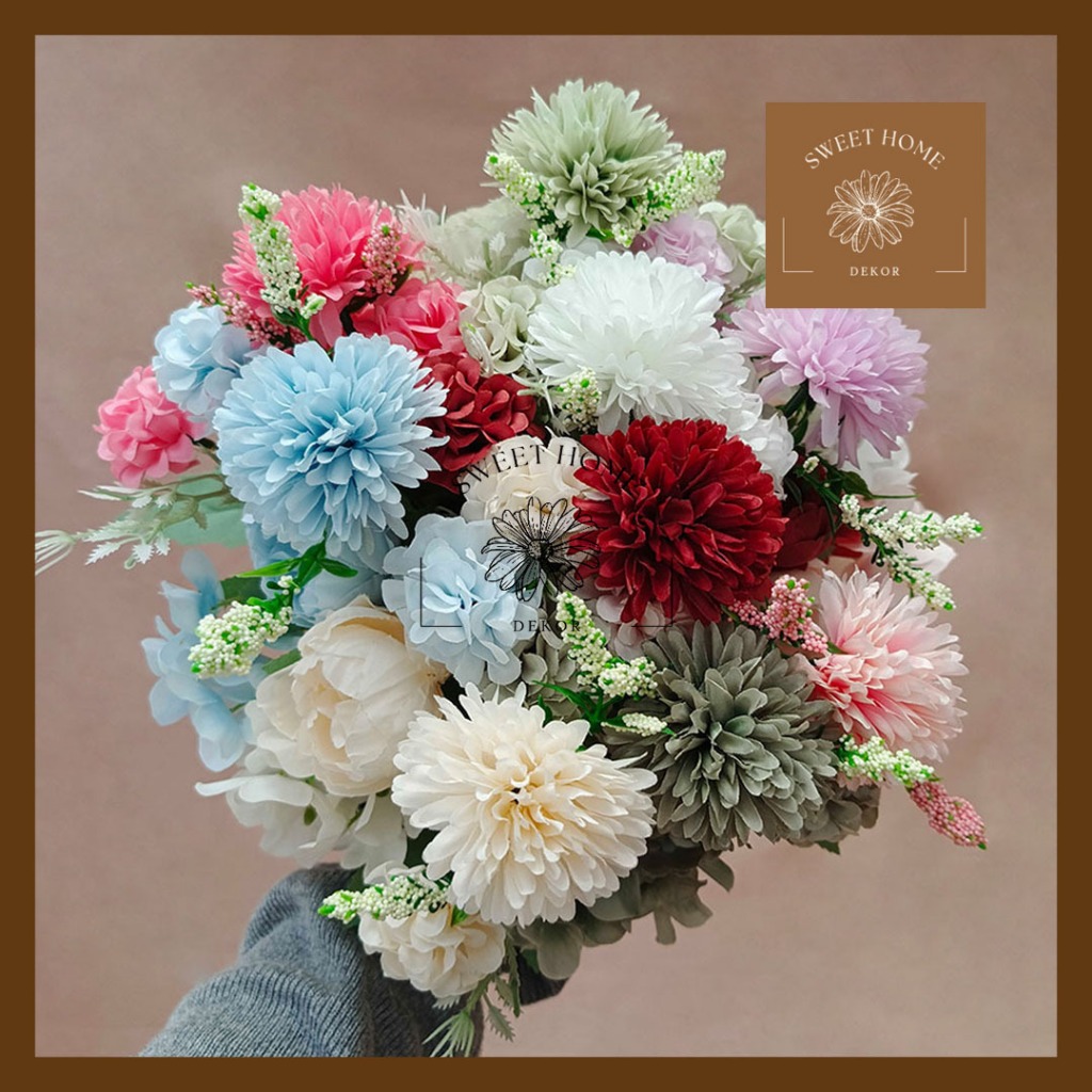 Jual Bouquet Bunga Rose Pompom Hydrangea Dianthus Premium Bunga Mawar ...