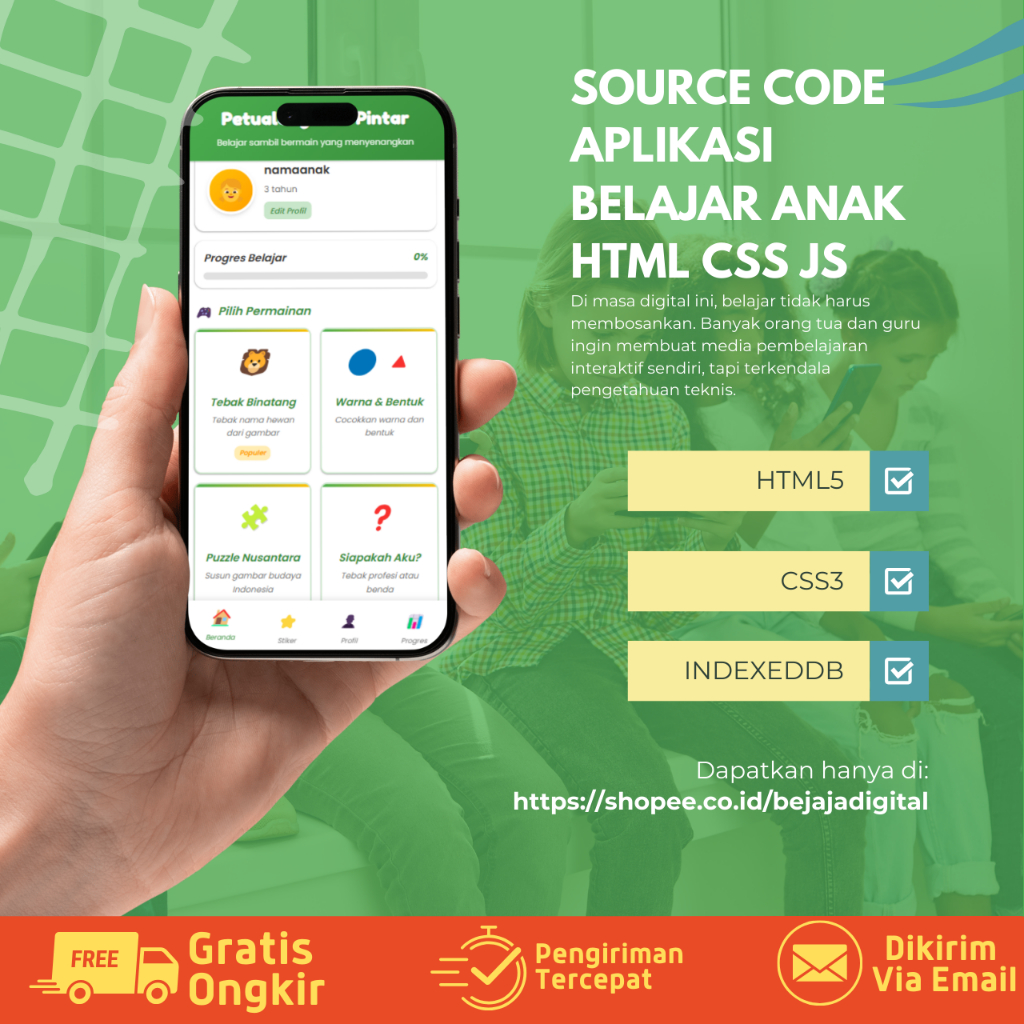 Jual Source Code Aplikasi Belajar Anak HTML CSS JS | Web Interaktif Edukasi Offline by Bejaja ...